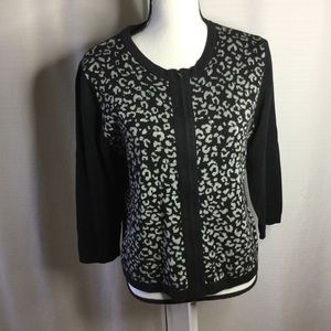 Ruby Rd. | Sweaters | Ruby Rd Black Sweater Silver Glitter Animal Print ...